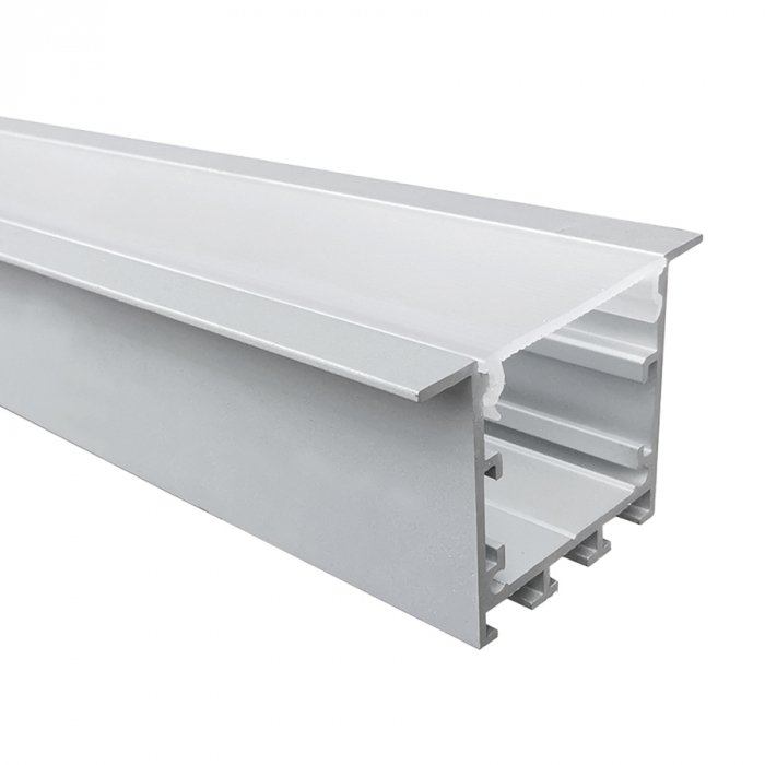 Perfil de Embutir Linear Alumínio e Acrílico 2m - MK Iluminação