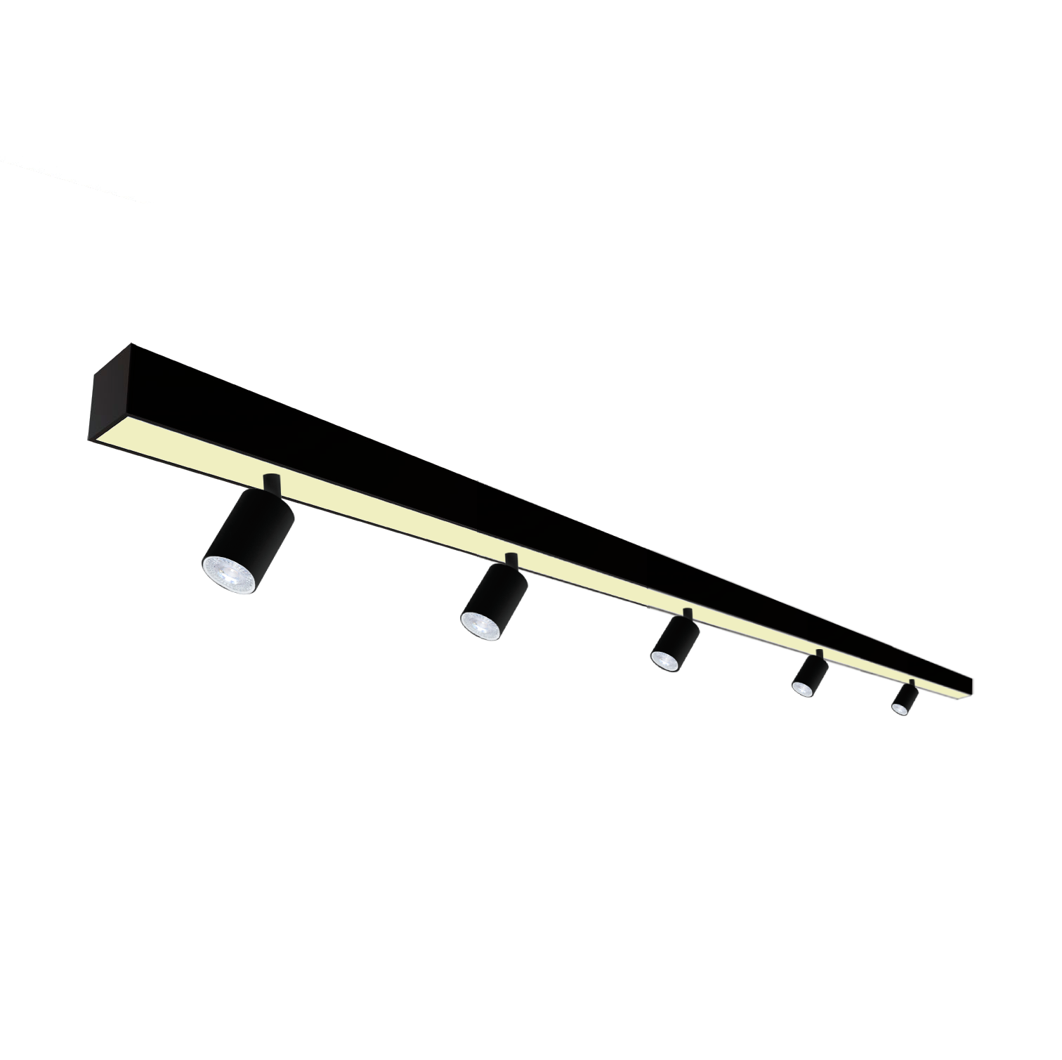 Luminária Plafon Perfil Preto LED 72W com 5 Spots Dicroica