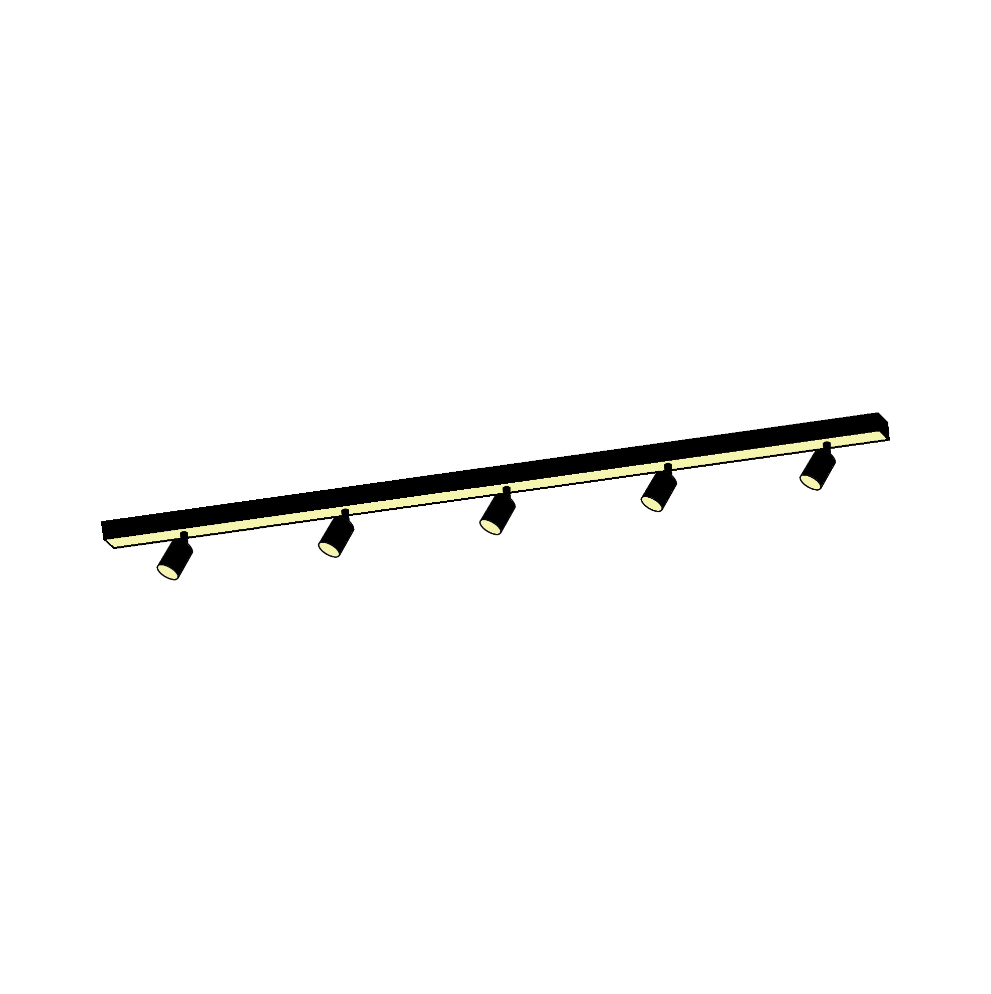 Luminária Plafon Perfil Preto LED 72W com 5 Spots Dicroica