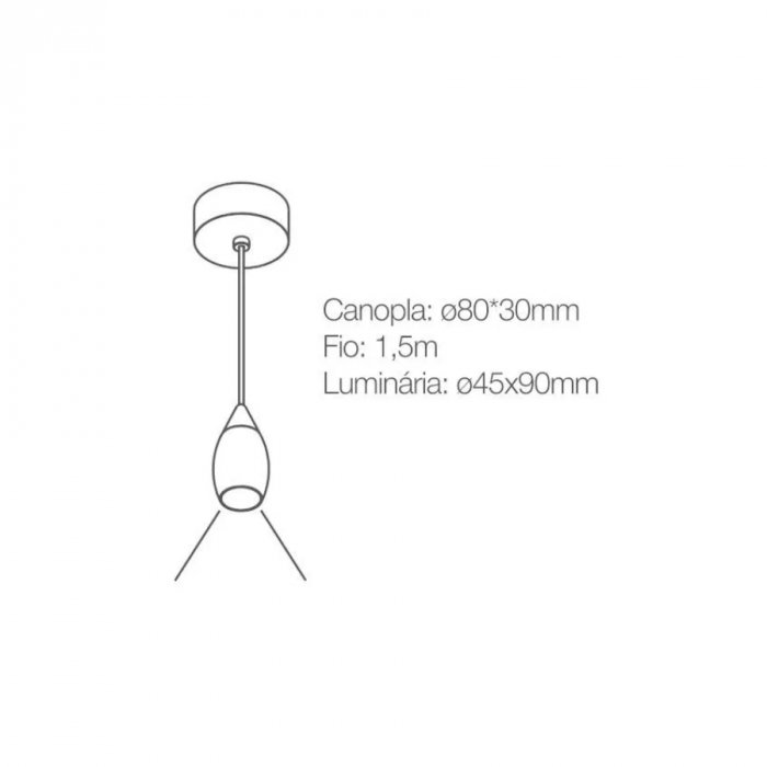 Pendente LED Mini Drop 3000K 7W Bivolt Ø4,5x9cm Alumínio Branco E Cobre ...