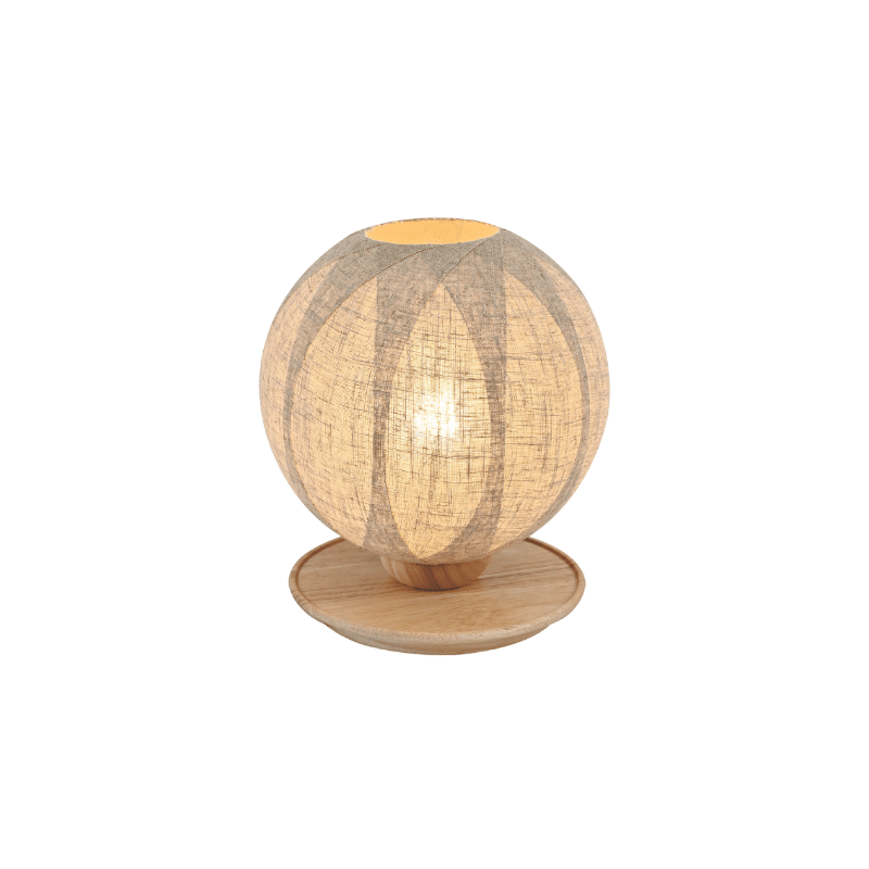 Abajur Φ25×25×30CM E27x1 Madeira Vidro Linho Palha - Sindora DCT04138