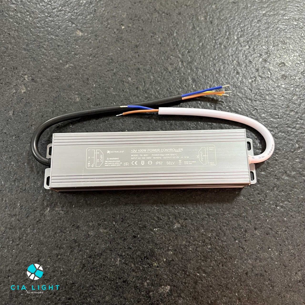 Fonte Driver Blindada IP67 Slim 12V 8,33A 100W - Astra LED