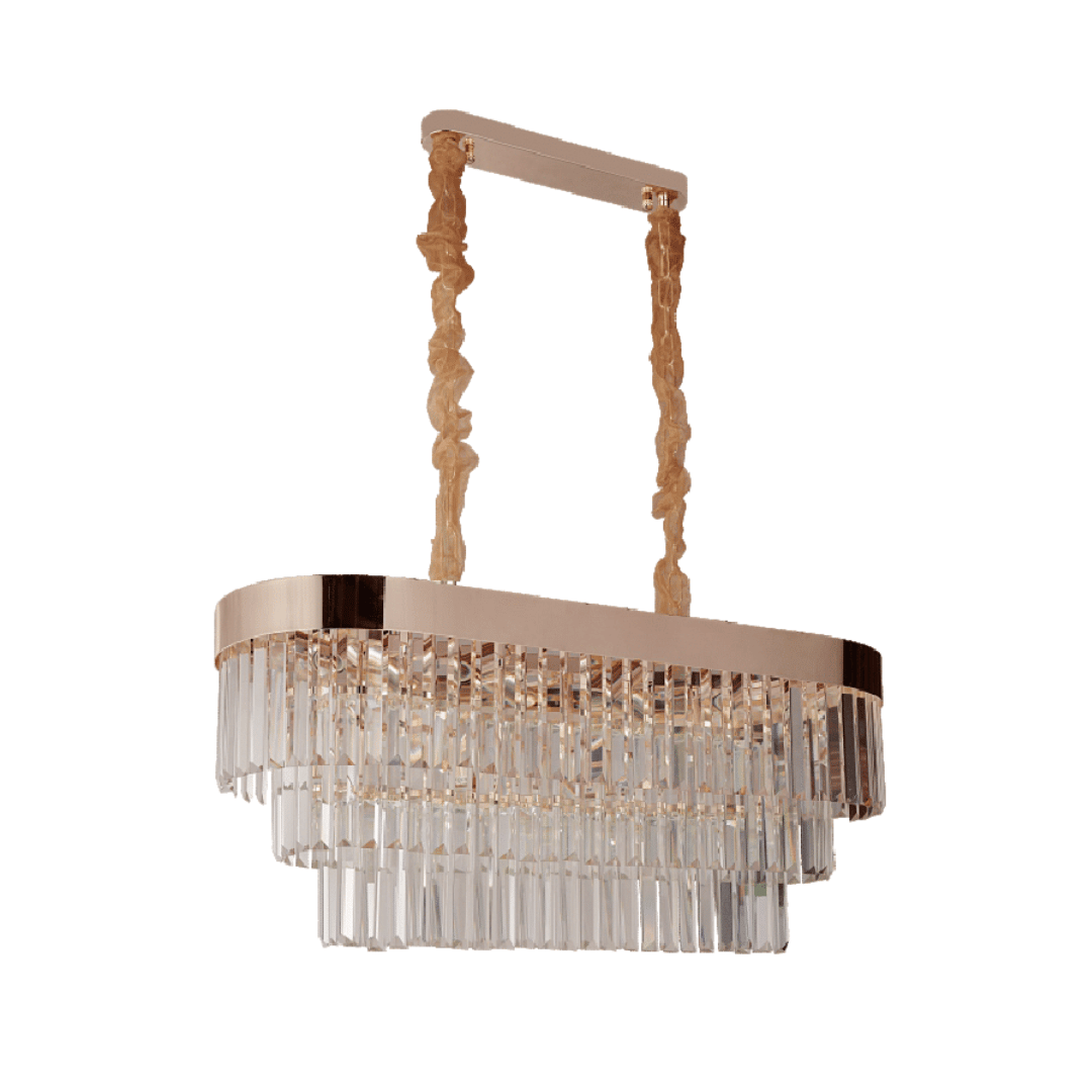 Pendente Sable Metal / Cristal 30X80CM 12XE14 Dourado - Astra LED PT-1063