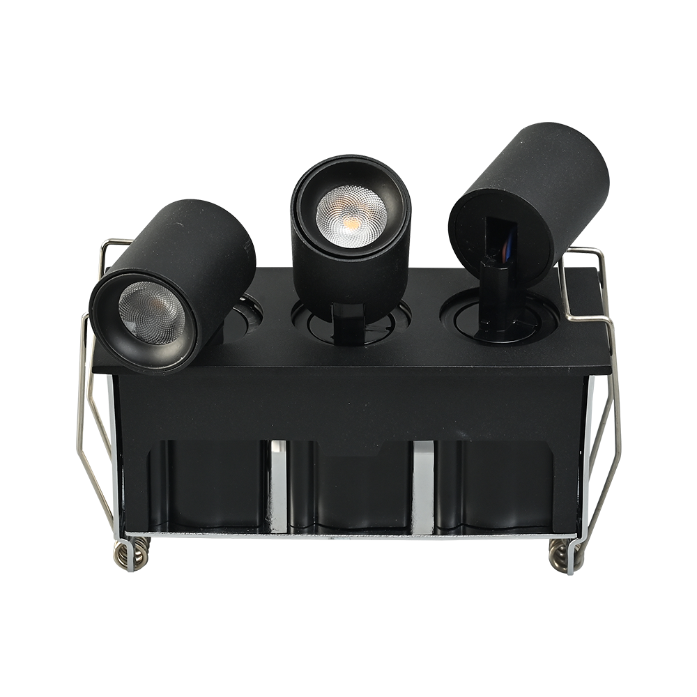 Mini Spot de Embutir LED Kawi Triplo 6W 3000K IRC90 Alumínio Preto ...