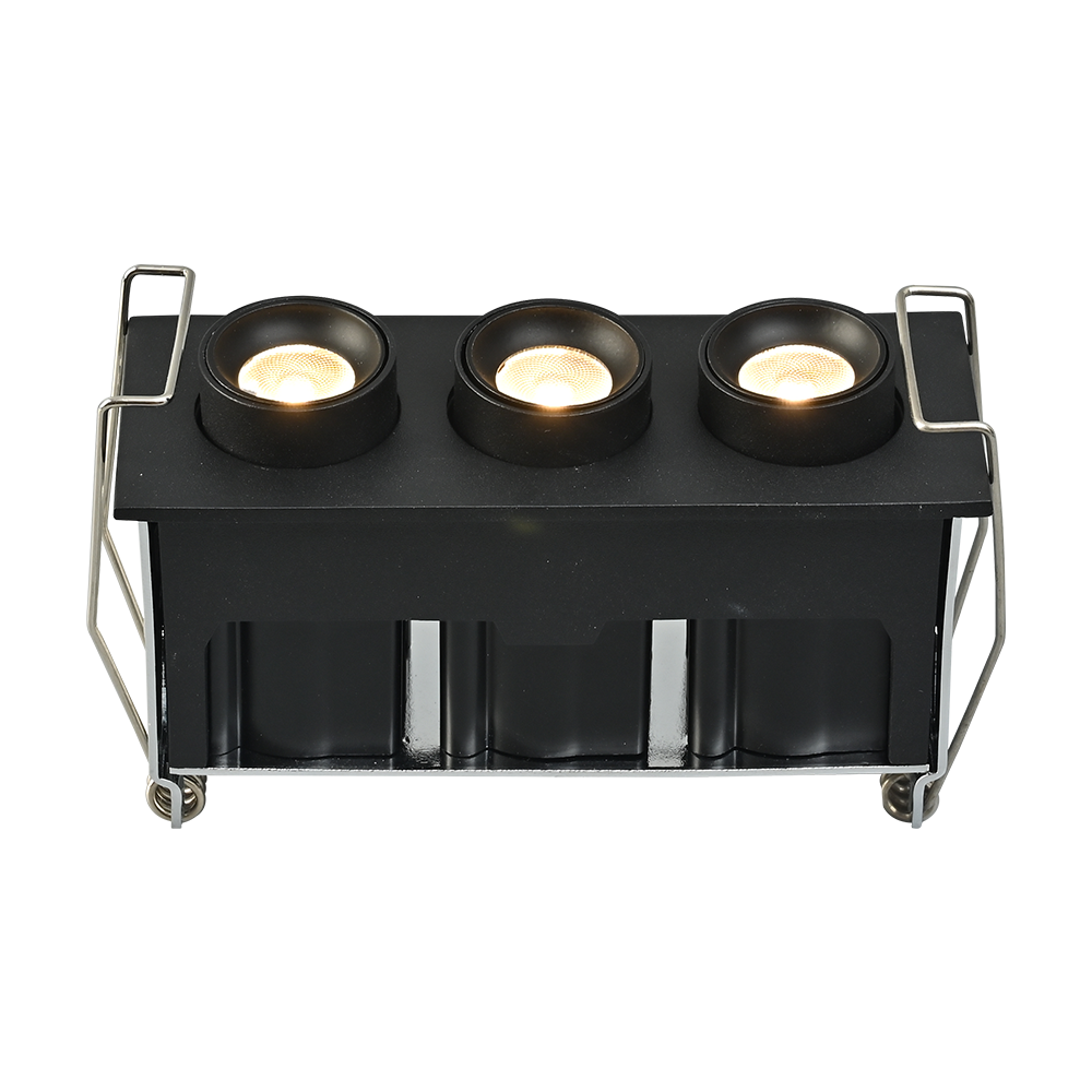 Mini Spot de Embutir LED Kawi Triplo 6W 3000K IRC90 Alumínio Preto ...