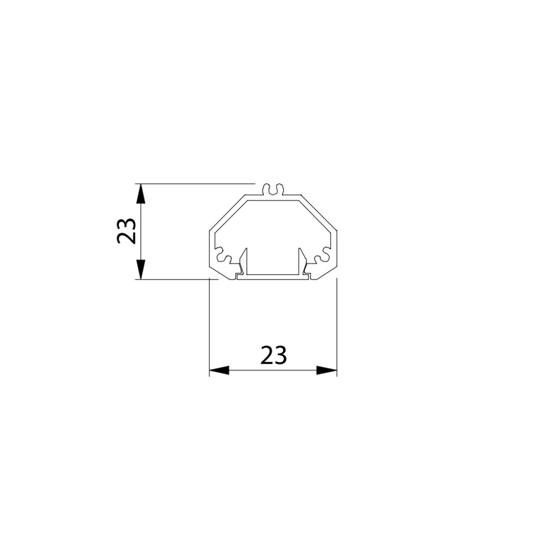 Perfil Linear Sobrepor Fit 15 Canto 45° para Fita de Led 100x2,3x2,3cm ...